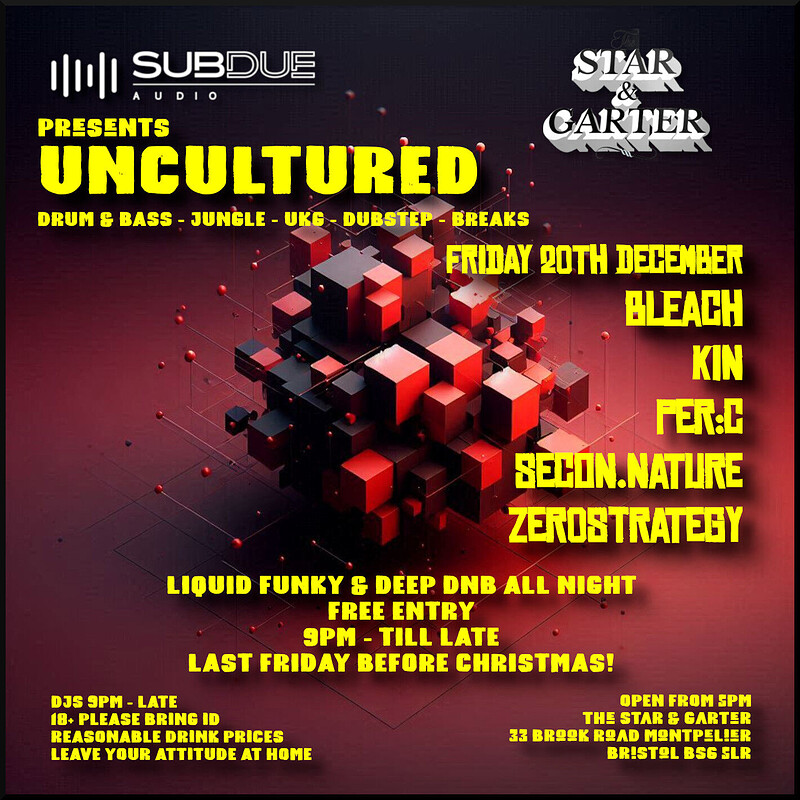 UNCULTURED, The Star & Garter – Headfirst Bristol