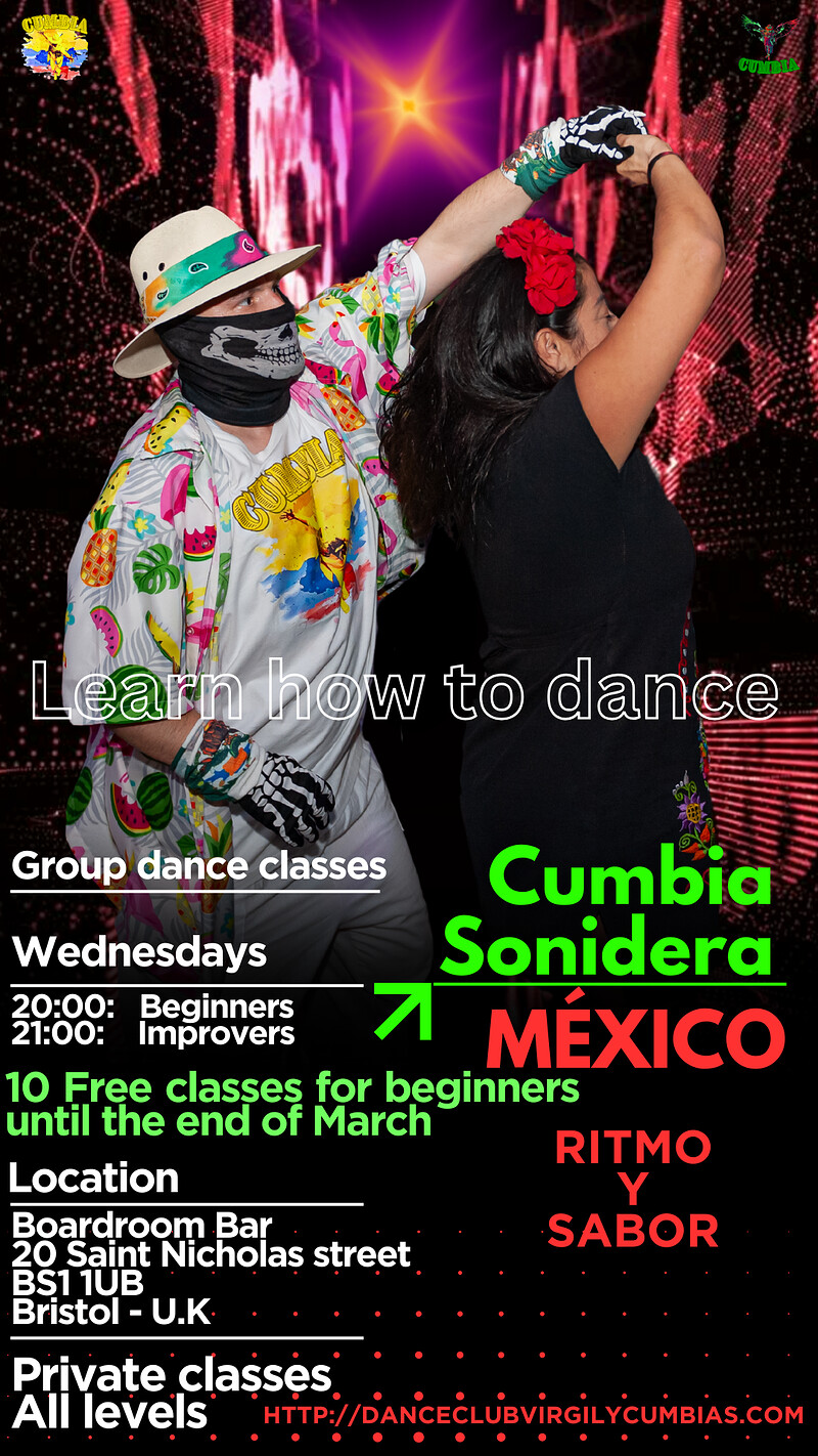 Learn how to dance Cumbia Sonidera tickets — 0p | Boardroom Bar, Bristol