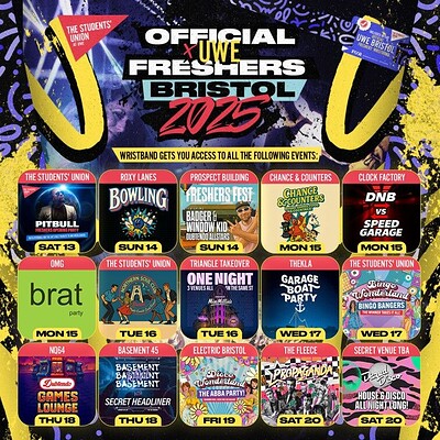 The OFFICIAL UWE Bristol Freshers' Week Wristband tickets — £32.40 ...
