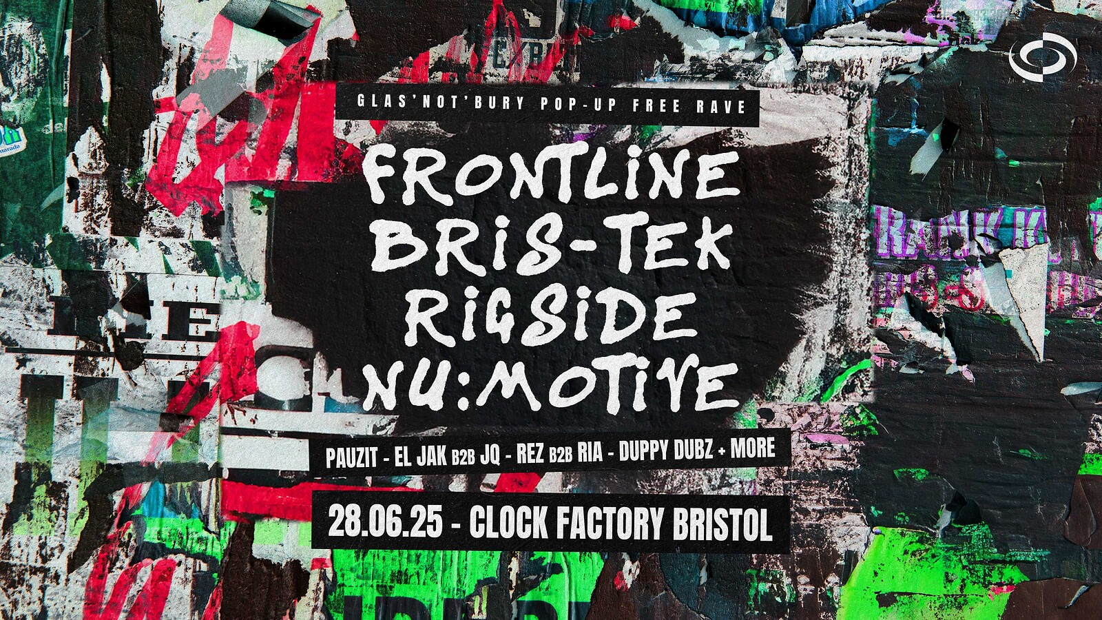 Glas'Not'Bury Bristol Pop-Up Rave tickets — 0p | Clock Factory, Bristol