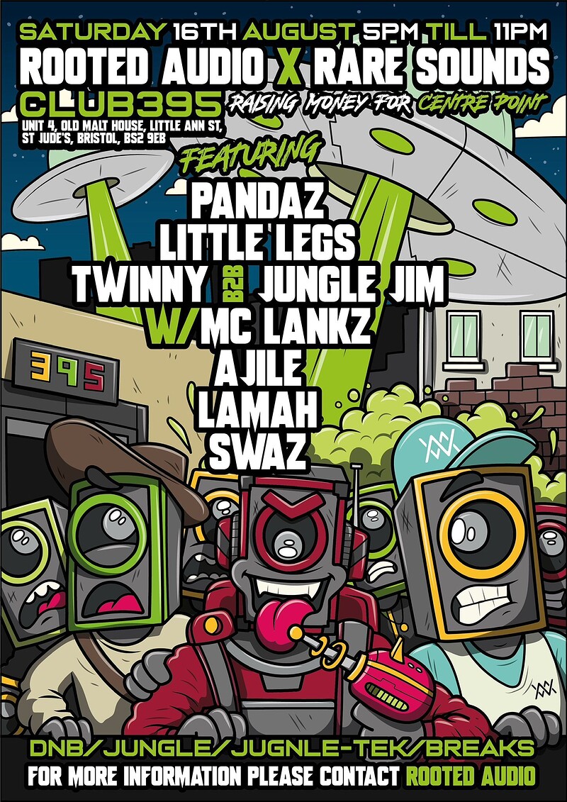 Rooted Audio X Rare Sounds WAREHOUSE RAVE tickets — 0p | Club395, Bristol