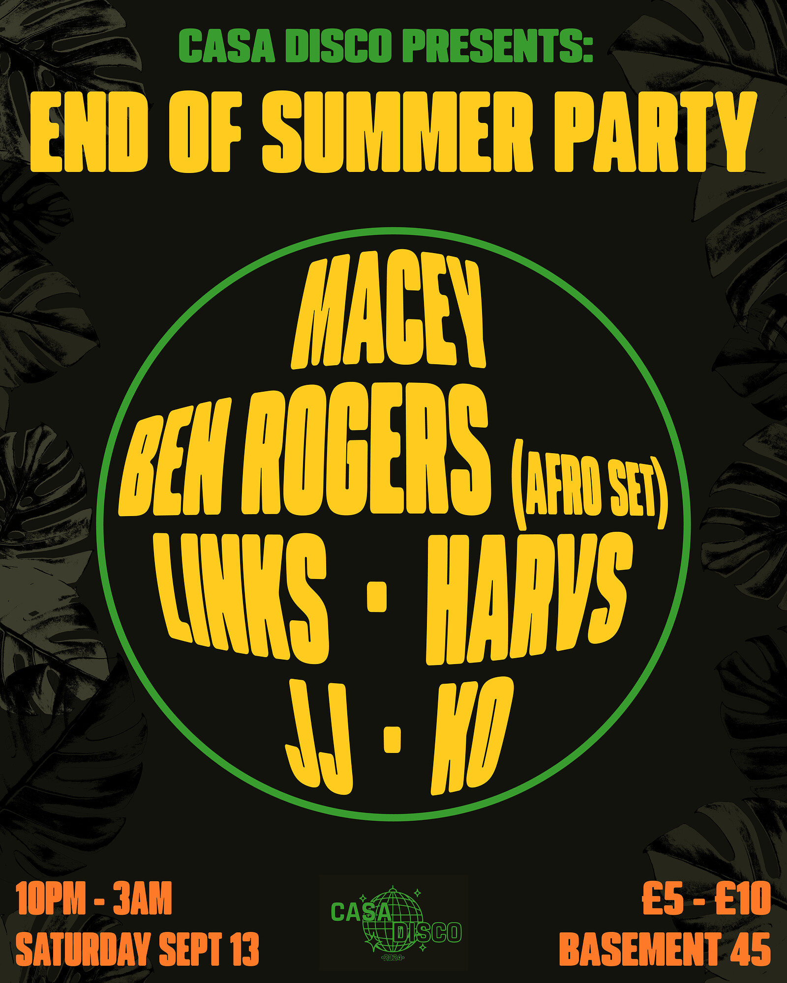 Casa Disco: End Of Summer Party tickets — £5.50 | Basement 45, Bristol