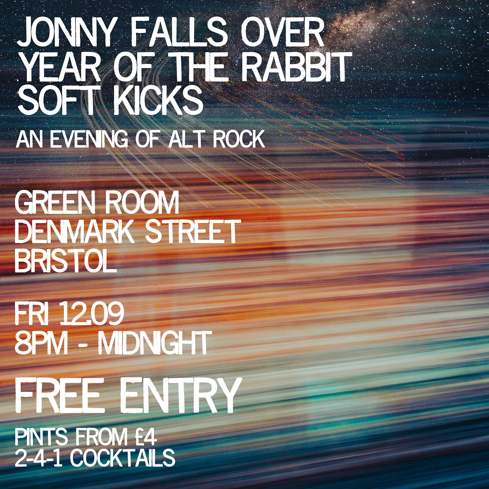 Jonny Falls Over + Year of the Rabbit + Soft Kicks, Green Room, Bristol ...